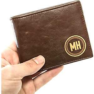 Swanky Badger Personalized Mens Wallet - a Custom Leather Bifold wallet with ID sleeve and coin pocket