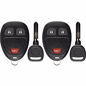 KeylessOption Keyless Entry Remote Control Car Key Fob Replacement for 15913420 with Key (Pack of 2)