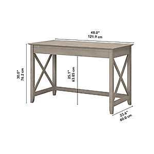 Bush Furniture Key West Writing Desk for Home Office in Washed Gray 48W Small Modern Farmhouse Table