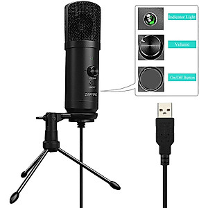 Z ZAFFIRO USB Microphone, Adjustable Microphone, Condenser Microphone for Computer Recording Vocals, Dubbing, Streaming Broadcast and YouTube Video, Conference Microphone