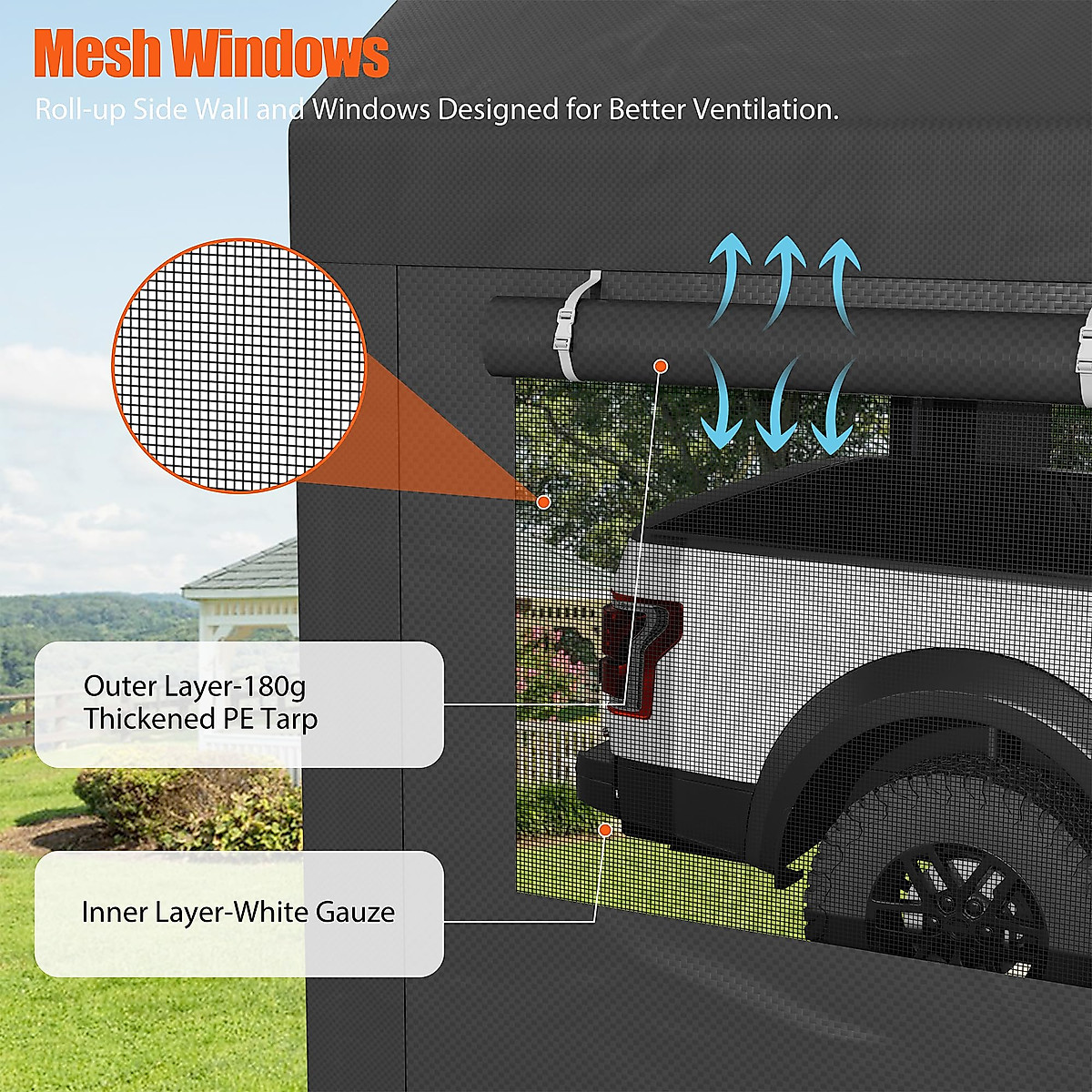 JAMFLY Carport, 12x20 ft Heavy Duty Carport Canopy with Roll-up Windows, Portable Garage with Removable Sidewalls & Doors, Car Canopy with All-Season Tarp for Car, Truck, Boat