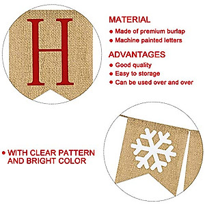 Happy Holidays Banner Burlap | Christmas Banner Burlap | Christmas Decorations| Holiday Decorations| Perfect for Home Yard Indoor Outdoor Mantel Fireplace Hanging Decor