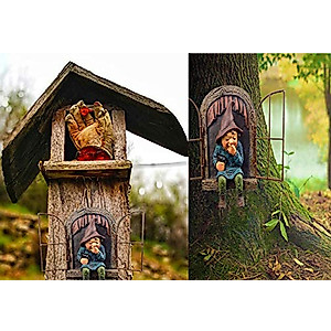 vomiceak Garden Gnome Statue, Elf Out The Door Tree Hugger -5.9 Inch, Funny Garden Tree Decoration, Patio Yard Lawn Porch Decoration
