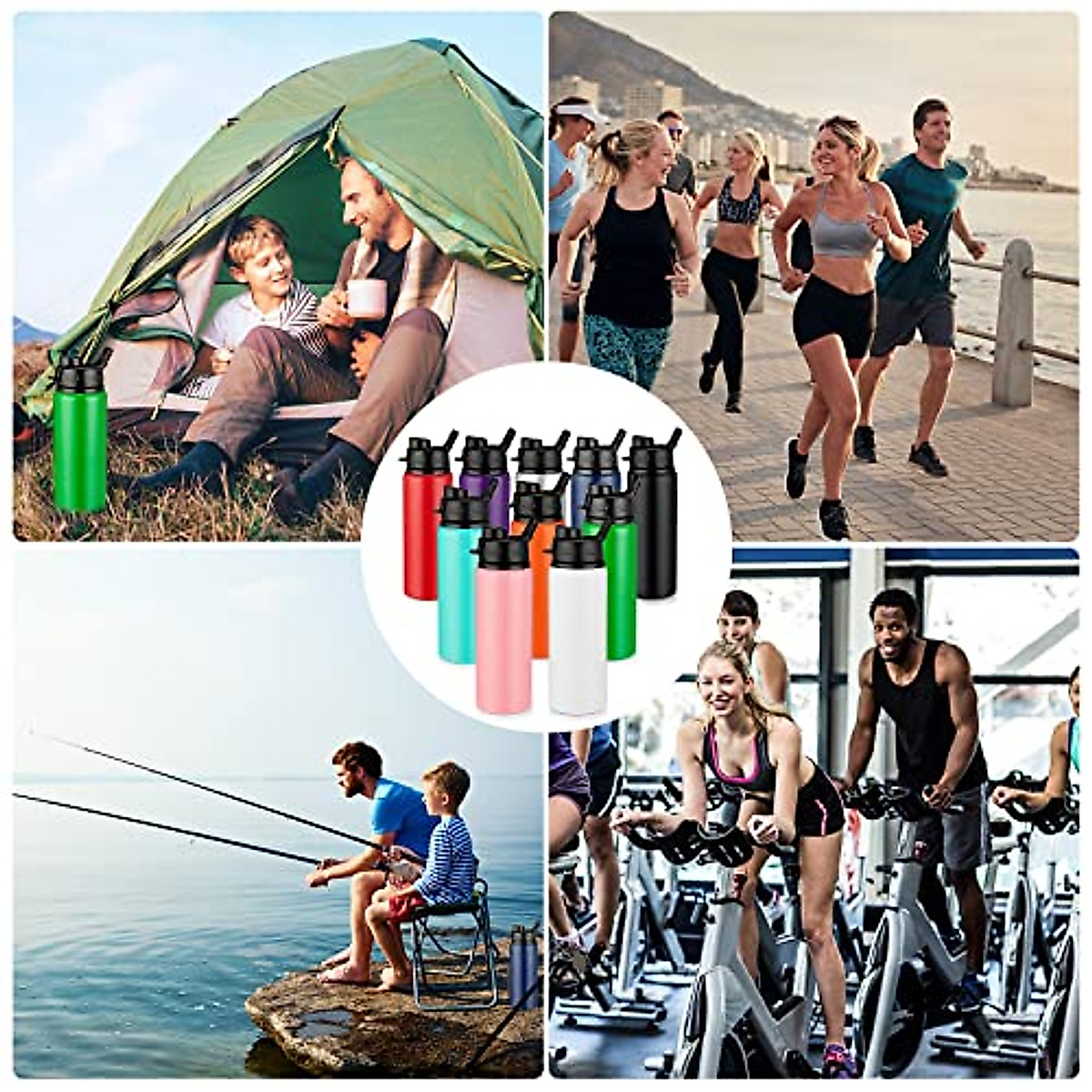 10 Pieces Aluminum Water Bottle 20 oz Leak Proof Aluminum Reusable Bottles Lightweight Portable Sports Water Bottle Bike Water Bottles Snap Lid Metal Water Bottle for Travel (Multiple Colors)