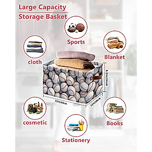 ARTtikke Storage Bins Clothes Organizer Sports Basketball Texture Storage Cubes Bin with Handles,Foldable Storage Boxes for Closet,Storage Basket for Organizing Shelves