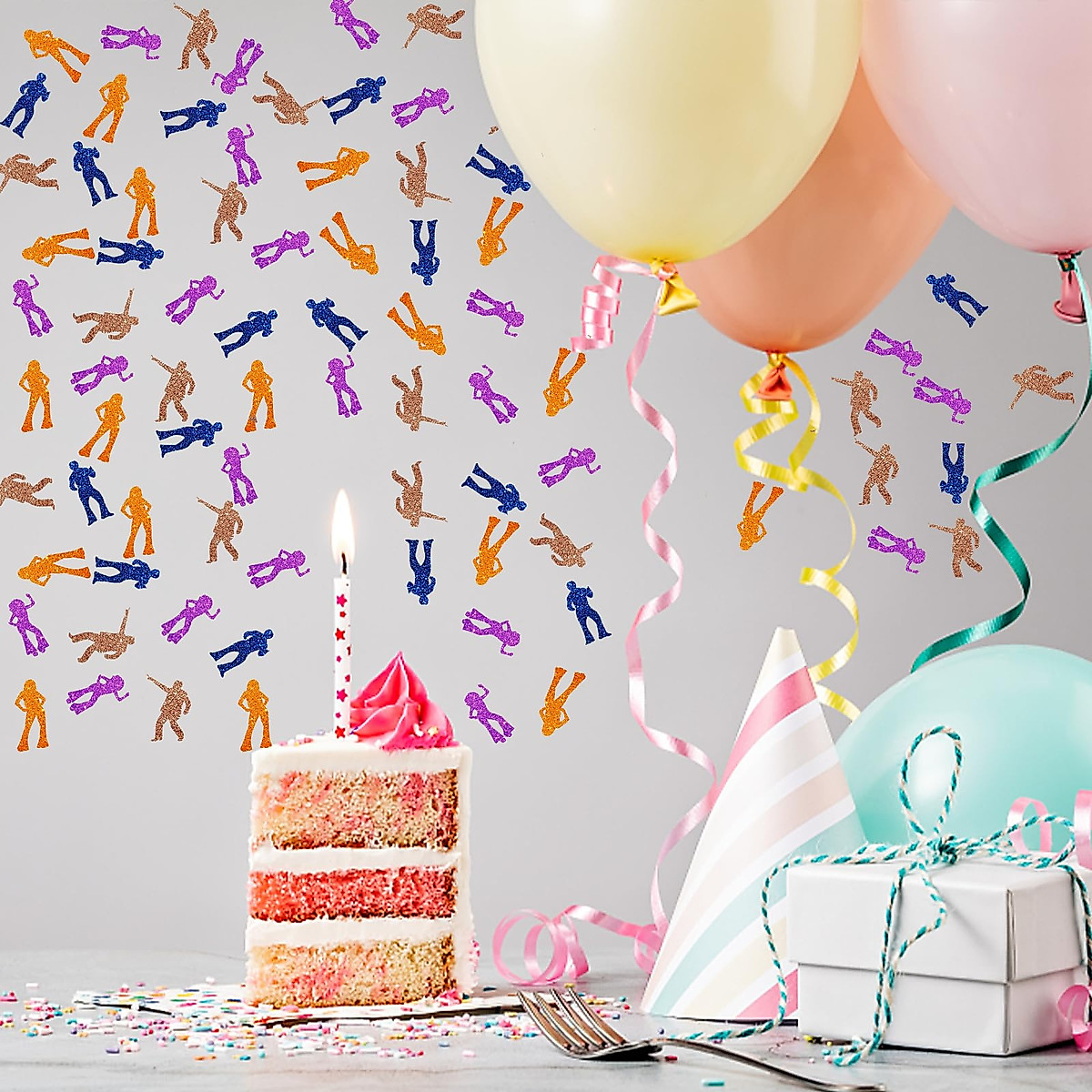 100pcs Disco Confetti, Purple&Blue Glitter 70s 80s Disco Ball Table Confetti, Disco Sign Paper Scatters, Dance Party/Night Disco Themed Party Table Decoration