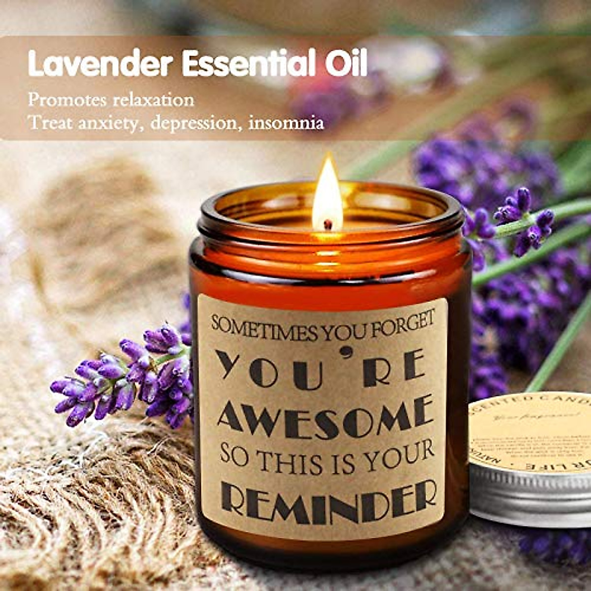 Aromaflare Lavender Scented Candles Gifts for Women Jar Aromatherapy Candle Encouragement Relaxing Gift for Mothers Day, Birthday, Graduation, Anniversary