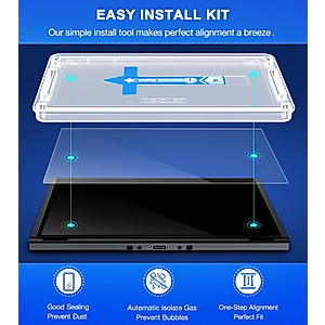 ELISWEEN 3-Pack Switch OLED Screen Protector Tempered Glass with Auto Alignment Kit for 2021 Nintendo Switch OLED Screen Protector, 9H/2.5D/0.33mm Thickness Dockable Hd Screen OLED Screen Protector