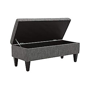Amazon Brand – Rivet Maple Channel Tufted Upholstered Rectangular Storage Ottoman with a Soft-Close Hinge, 45.3"W, Dark Grey