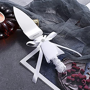 TANG SONG Rustic Wedding Cake Knife and Serving Set Bride & Groom Feature Wedding Cake Knife & Server Set (Set of 2)