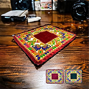 LOVENSPIRE Elephant Pooja Aasan Rug Velvet Prayer Mat Meditation Multipurpose Aasan for Ganesh Pooja Diwali Pooja Mandir and Festive Decor Diwali Decoration Housewarming Gift