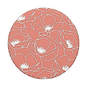 Poppy Flower Floral Pattern Line Art Pastel Coral Peach Pink PopSockets PopGrip: Swappable Grip for Phones & Tablets