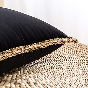 AQOTHES Set of 2 Velvet Decorative Throw Pillow Covers 18x18 Inch, Farmhouse Black Throw Pillows for Couch Sofa Bed Home Living Room Decor