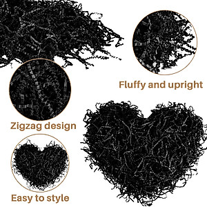 4.9OZ Sukh Crinkle Cut Paper -Reusable Paper Shred Filler as Confetti Paper Stuffing Baskets Filler for Cute Easter Wedding Birthday Decorative Craft Box Bags Wrapping Supplies（Black）