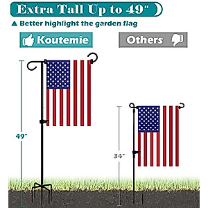 Koutemie 49 Inch Extra Tall Garden Flag Stand Holder Pole with 5 Prong Bases for 12 x 18 Outside Fall Yard Flags Décor, Matte Black