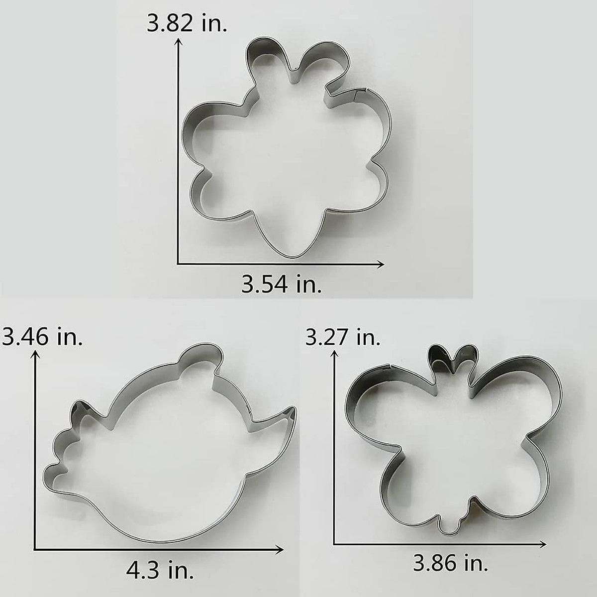 LILIAO Animal Cookie Cutter Set Kids, 3-Pc., Bird, Butterfly and Bee Biscuit Bread Cutters, Stainless Steel, by J.Cookies