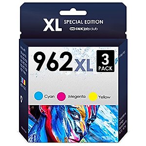 INKjetsclub Compatible High Yield Cartridges for HP 962XL Printer Ink. Works with OfficeJet 9010 9012 9014 9015 9016 9022 9025 9026 9028 Printers. 3 Pack (Cyan, Magenta, Yellow)