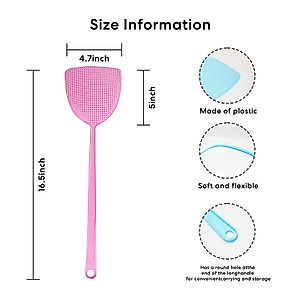 100 Pcs Fly Swatter Plastic Fly Swatters Heavy Duty Colorful Strong Flexible Manual Fly Swat Set Long Handle for Effective Flies and Mosquitoes Swatting Durable and Flexible Fly Swatters Set
