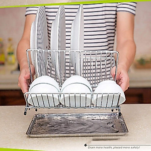 Plate Rack Draining Dish Rack Stainless Steel Dish Rack Kitchen Storage Rack Foldable Dish Drain Rack 30 Cm Pan Plate Holder