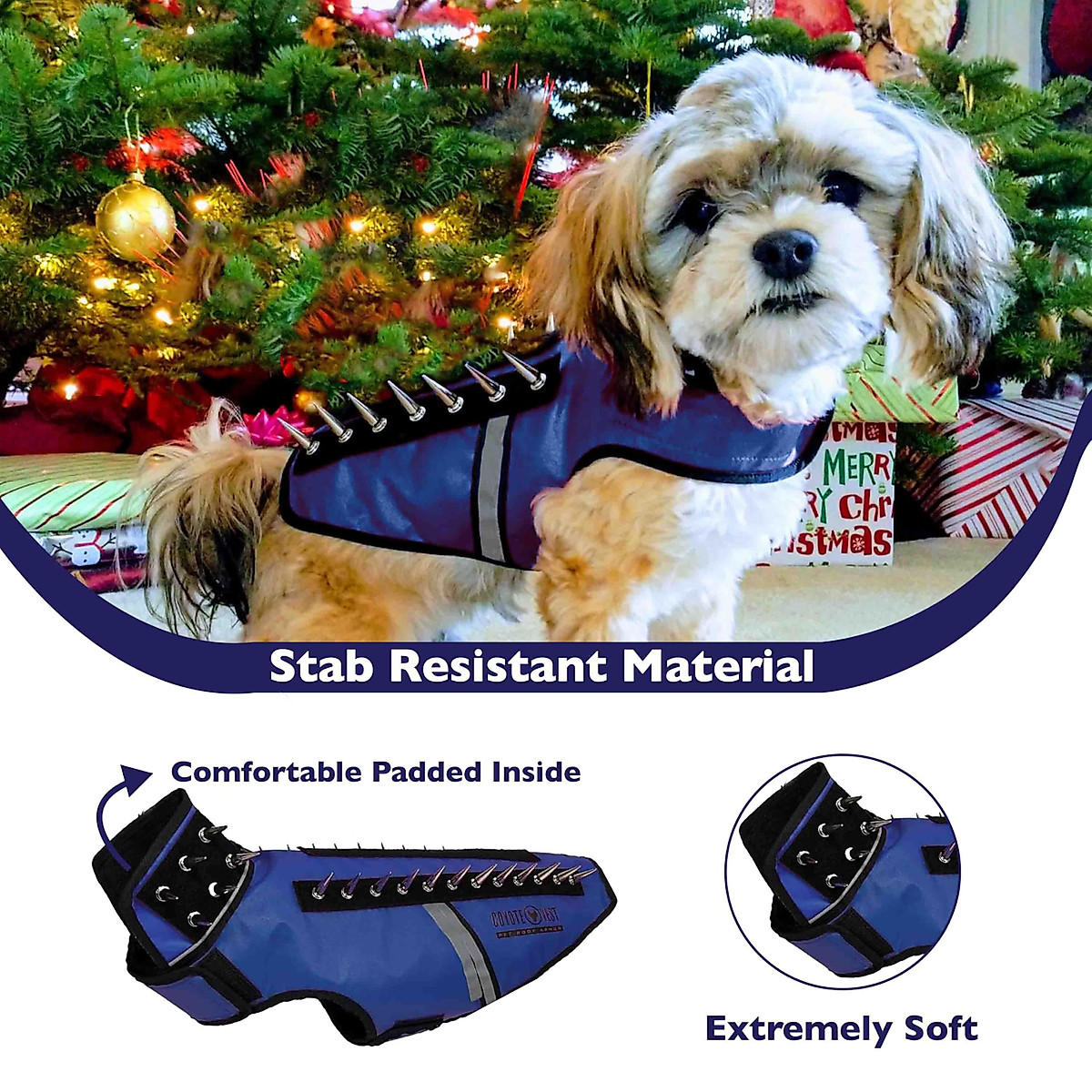 CoyoteVest SpikeVest Dog Harness Vest for Small Dogs, Reflective Dog Vest with Spikes to Shield Your pet from Coyotes, Raptor and Animal Attacks, Anti Hawk Vest, Made in USA(XS-Royal Blue)
