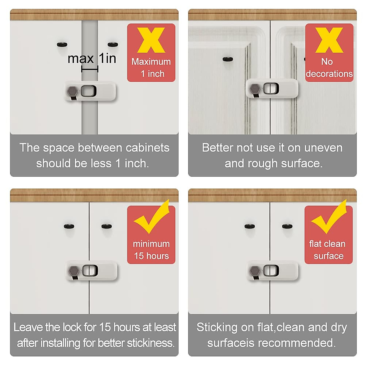 Child Safety Lock (5 Pieces) Baby Safety Cabinet Lock-Suitable for Refrigerators, Cabinets, Drawers, Dishwashers, Baby Protective Kitchen Cabinet Locks with Strong Tape-Deesse (Grey)