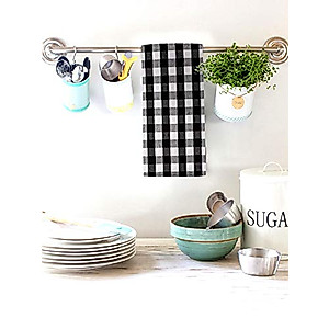 Urban Villa Kitchen Towels Set of 6 Buffalo Checks Black/White Kitchen Towels 20X30 Inches 100% Cotton Highly Absorbent Kitchen Towels Premium Quality Ultra Soft Mitered Corners Kitchen Towels
