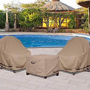 ULTCOVER Waterproof Patio Ottoman Cover Square Outdoor Side Table Furniture Covers Size 27L x 27W x 18H inch