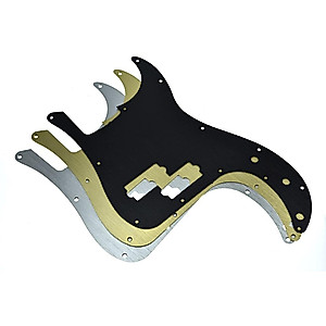 KAISH 13-Hole Metal Aluminium Anodized P Bass Style Pickguard American Modern Style Standard Bass Pick Guard for Precision P Bass Gold
