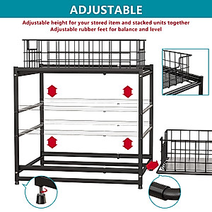MaraFansie Under Kitchen Cabinet Sink Organizer and Storage with Sliding Drawer, Wider 2 Tier Stackable Basket Rack for Kitchen & Bathroom with Larger Capacity Heavy Duty, Black