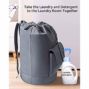 YOUDENOVA Backpack Laundry Bag with Padded Adjustable Shoulder Strap and Pocket for College Dorm, Durable Oxford Backpack Hamper Bag with Drawstring Closure for Travel, Camping, XL