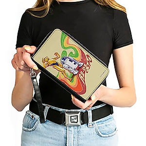 Buckle-Down PU Zip Around Wallet Rectangle Star Wars C3PO and R2D2 Wave Pose Tan Multi Color