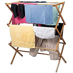 Home-it Wooden Clothes Drying Rack for Laundry - Collapsible Folding Bamboo Laundry Drying Rack for Drying Clothes - Heavy Duty Pre Assembled