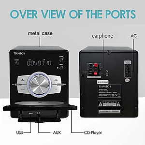 Micro CD Stereo Shelf System, 30W RMS Hi-Fi System with CD Player, Bluetooth, USB Playback, FM Radio, AUX-Input, 2-Way Music Crisp-Sound, DSP-Tech