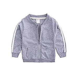 Baby Boy Girl Hoodie Tracksuit Zipper Jacket Outfits Set Gray