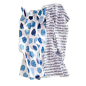 Crae Home Waffle Weave Pattern Microfiber Two Hand Towel Set (Ocean Drops/Blotched)