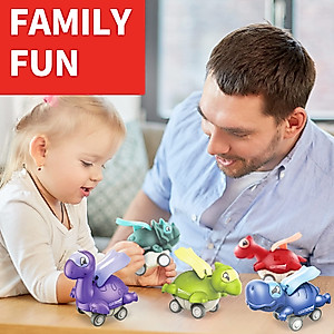 Dinosaur Car Press and Go Toddler Toys Pull Back Vehicles for Boys and Girls Age 3 and Up 5 Pcs Car Race for Kids