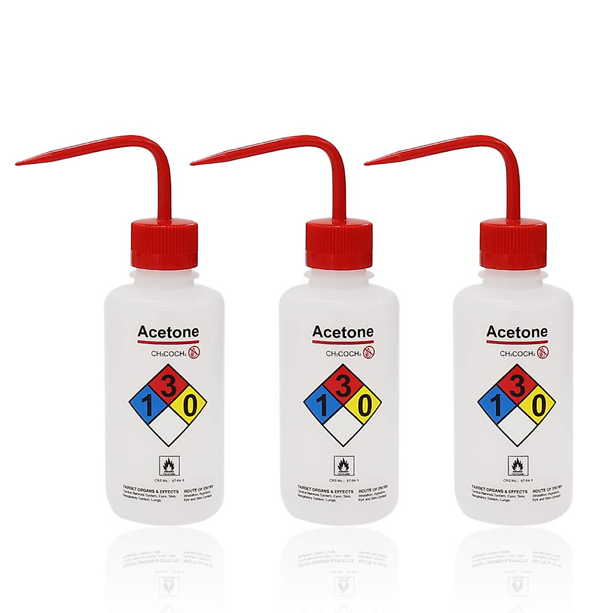 Maccx Acetone Narrow Mouth Wash Bottles, 3pcs of Vol.500ml, LDPE Material, WBA500-003