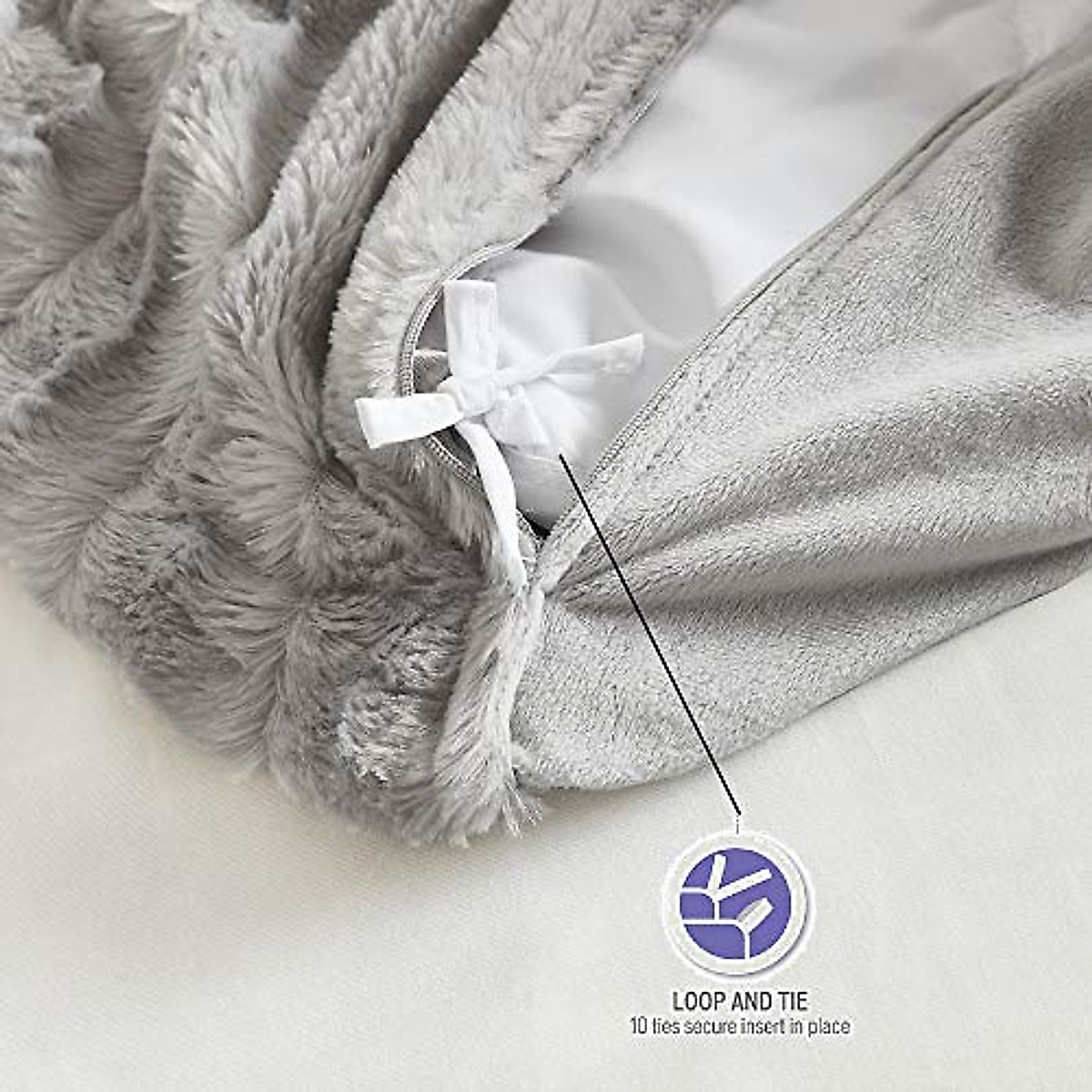 Beautyrest Duke Weighted Adult, Faux Fur, Glass Beads Filling, and Removable Cover Calming Heavy Blankets, 60x70-12lbs, Grey