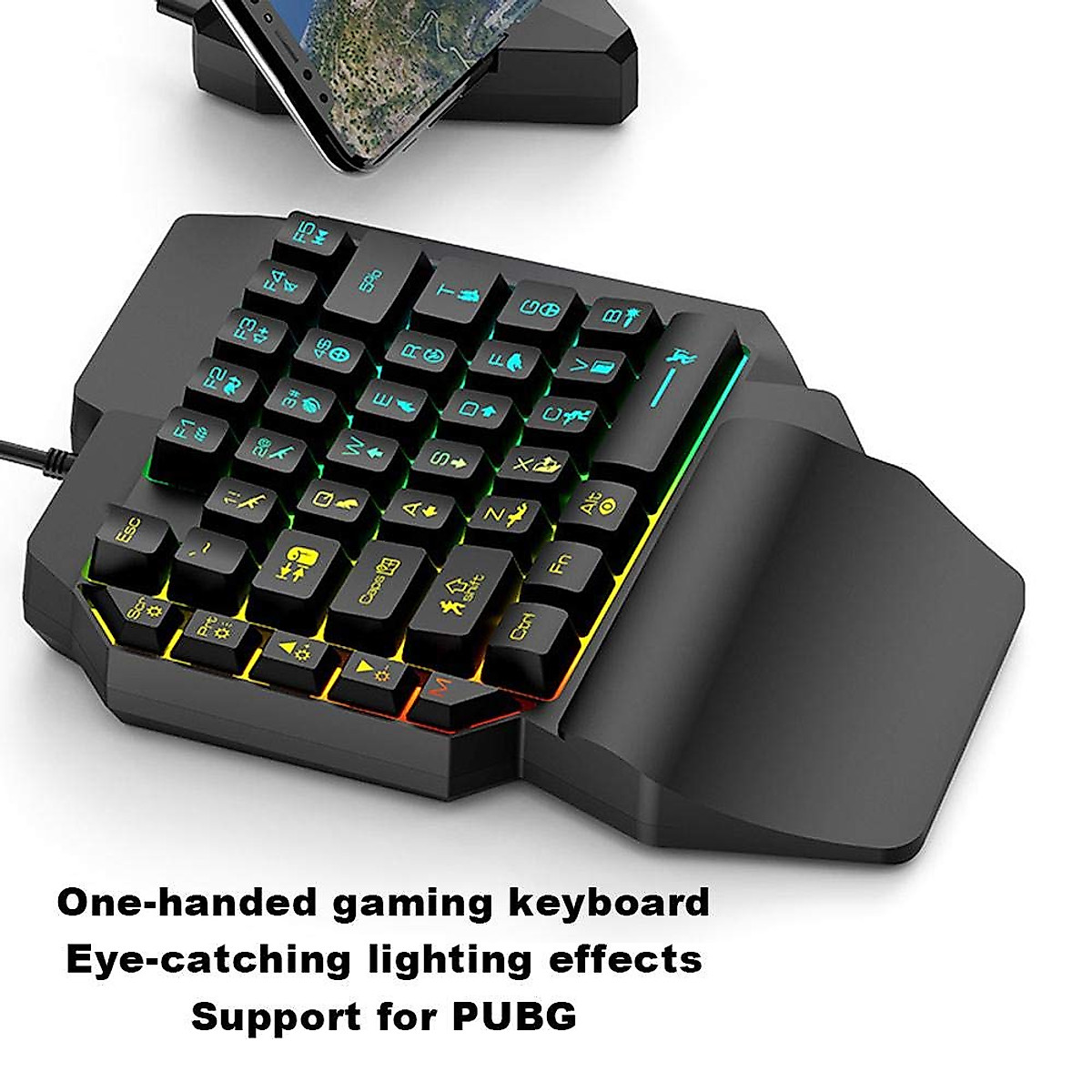 Pomya One-Handed Gaming Keyboard, Professional Gaming Keypad for PUBG Computer Mechanical Gaming Accessory with Eye-Catching Lighting