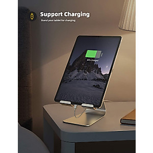 Tablet Stand Adjustable, Lamicall Phone Stand : Desktop Stand Holder Dock Compatible with Phone Xs Max XR, New iPad 2018 Pro 9.7, 10.5, Air Mini 2 3 4, Kindle, Accessories, Tab (4-13 inch) - Silver
