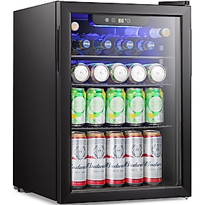 Antarctic Star 100 Can Beverage Refigerator/Mini Wine Cellar Fridge for Soda Beer or Wine,Small Drink Dispenser, for Office or Home,Freestanding, 2.6 Cu. Ft.Black