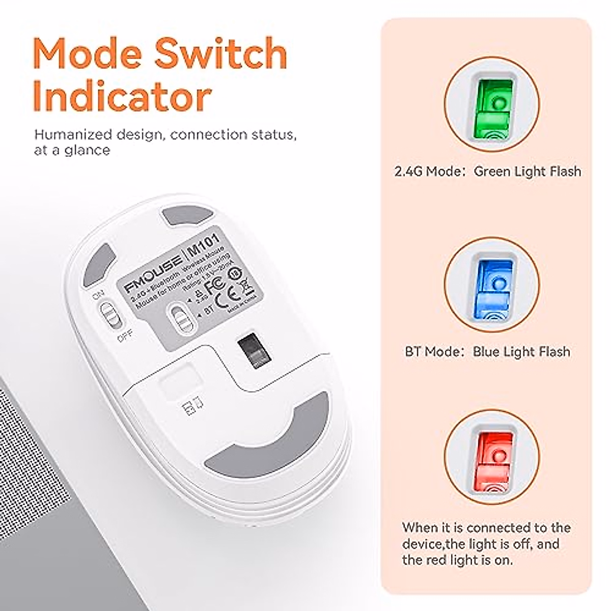 FMOUSE Cute Bluetooth Mouse, 2.4 GHz Wireless Mice with USB Receiver for Laptop, iPad, Mac, Silent Cartoon Mouse Suitable for Female and Students (Girl)