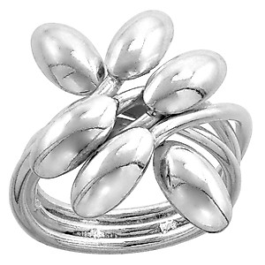 Sterling Silver Wire Wrap Ring for Women Rice Beads Cluster Handmade 1 inch long, size 10