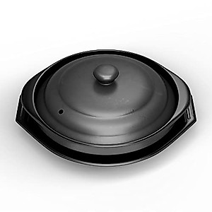 Modern Korean Cooking Premium Ceramic Stone Bowl with lid and tray - 33 ounces - Korean Clay Pot for Cooking (Dolsot or Ddukbaegi) - Dolsot Korean Stone Bowl - Clay Cooking Pots for Soup and Bibimbap Bowl - Korean Cookware