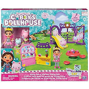 Gabby’s Dollhouse, Kitty Fairy Garden Party, 18-Piece Playset with 3 Toy Figures, Surprise Toys & Dollhouse Accessories, Kids Toys for Girls & Boys 3+
