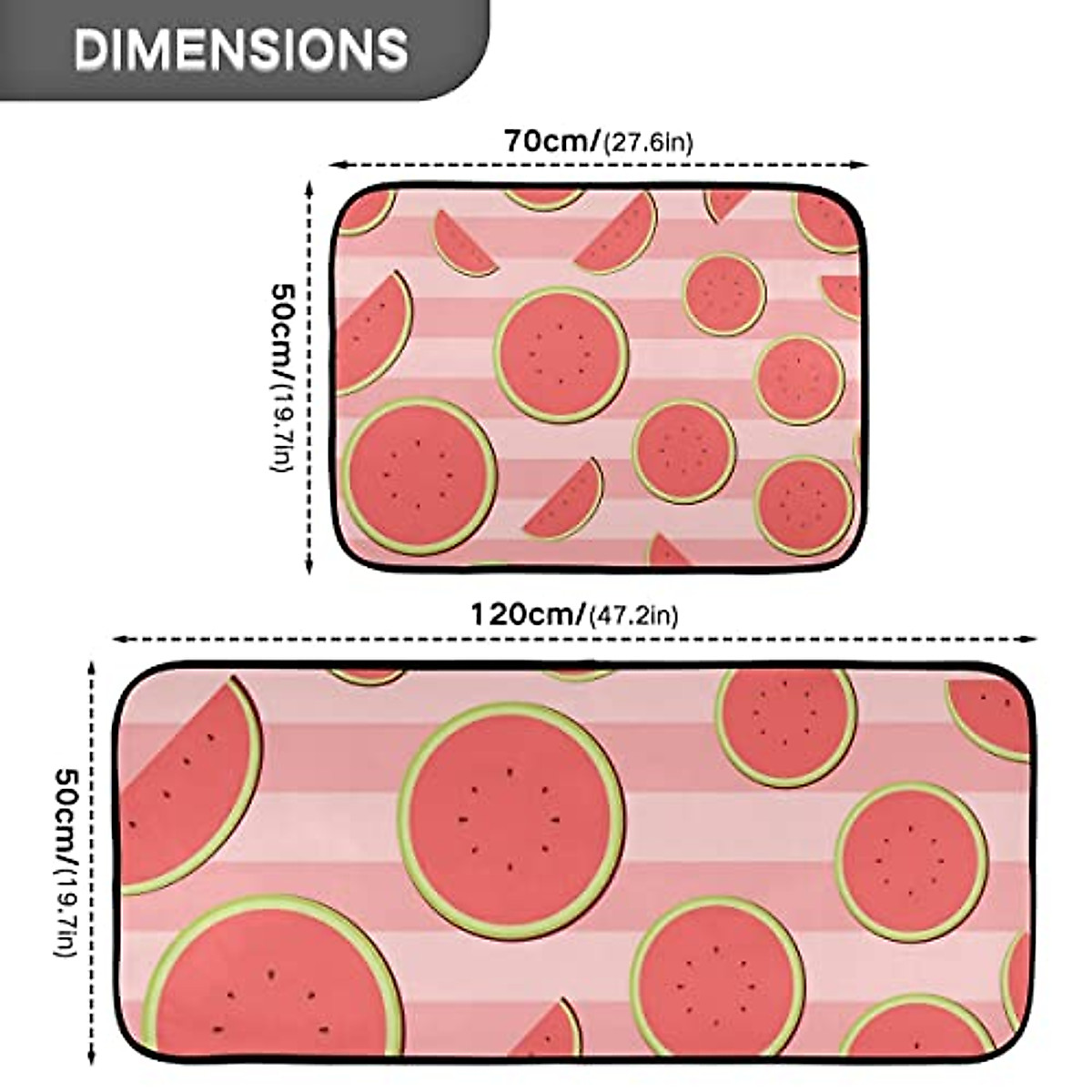 Pieces Watermelons Kitchen Rugs and Mats Set 2 Piece Non Slip Washable Runner Rug Set of 2 for Kitchen Floor Home Sink Ladunry Office