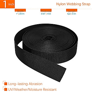 1" Straps and Buckles Set: 6 Yard Nylon Webbing 1 inch (25 mm) Wide, 6 Pack Side Release Buckle, 12 pcs Tri-Glide Sliders, Plastic Clip Quick Fastener Replacement Heavy Duty Dual Adjustable No Sew