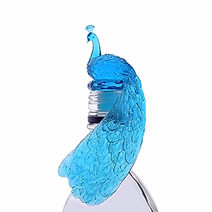 Wine Stoppers for Wine bottles, Silicone Peacock Wine Bottle Stopper cute, Beverage Bottle Stoppers funny, Wine Outlet Cap, Bottle Cover. (Blue)