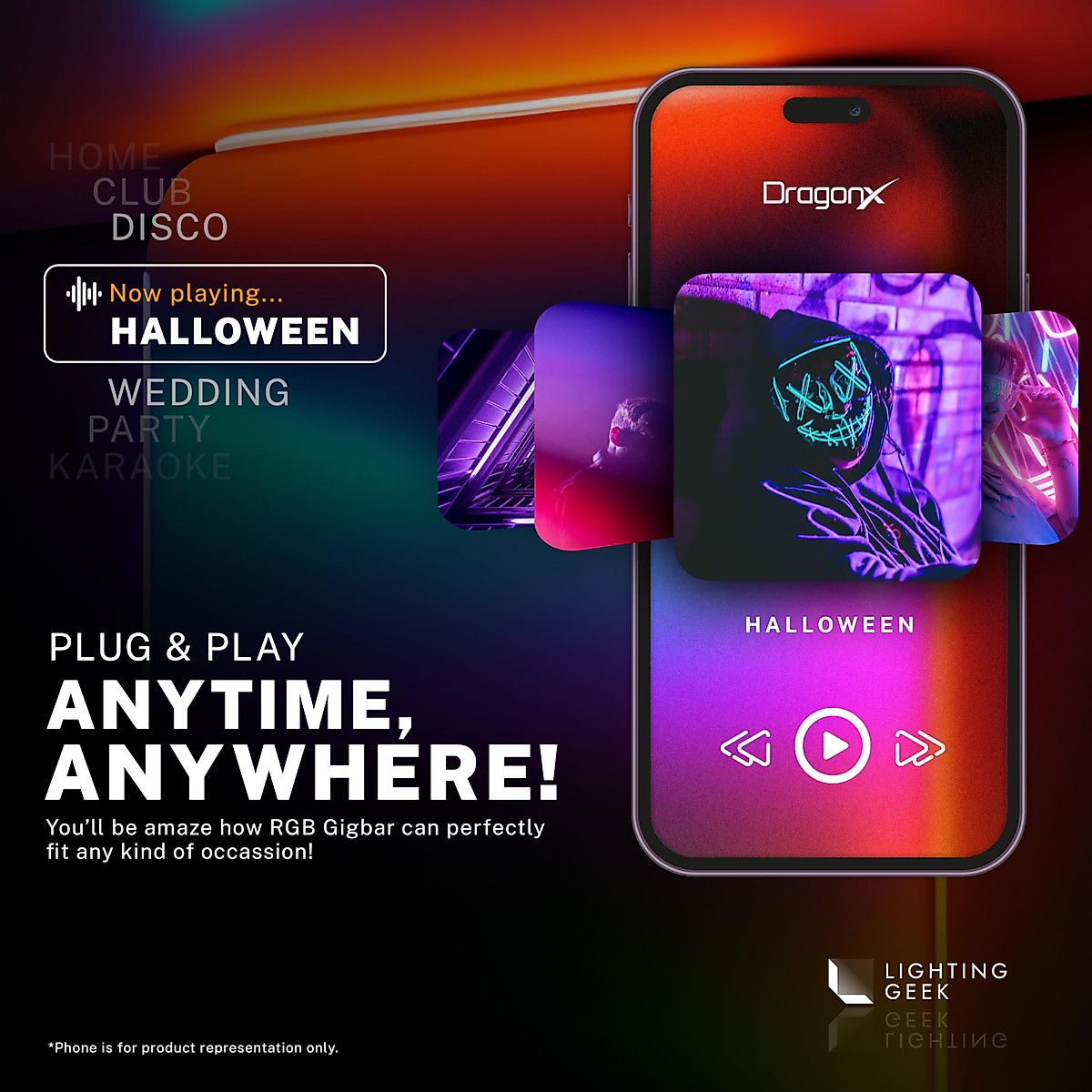 DragonX 4 Gigbar DJ Stage Light Stands with DMX LED, Mobile DJ Lighting Packages, Par Can Spotlight, Sound Activated Strobe for Party, Wedding, Church, DJ Stand for Lights