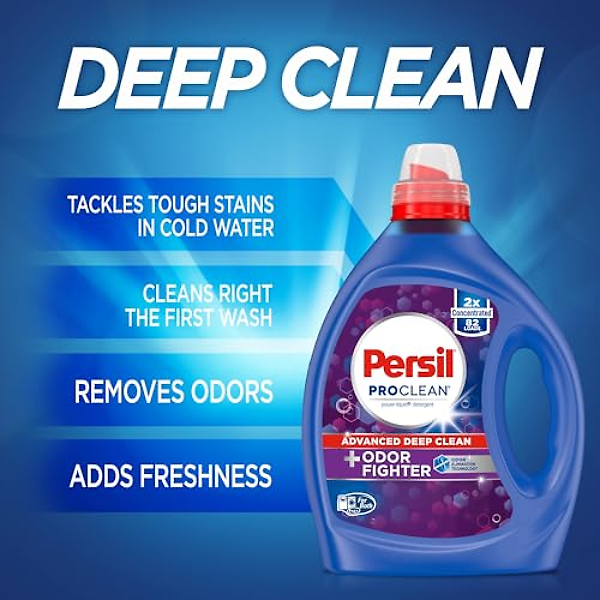 Persil Laundry Detergent Liquid, Odor Fighter with Odor Elimination Technology, High Efficiency (HE), 2X Concentrated, 82 Loads